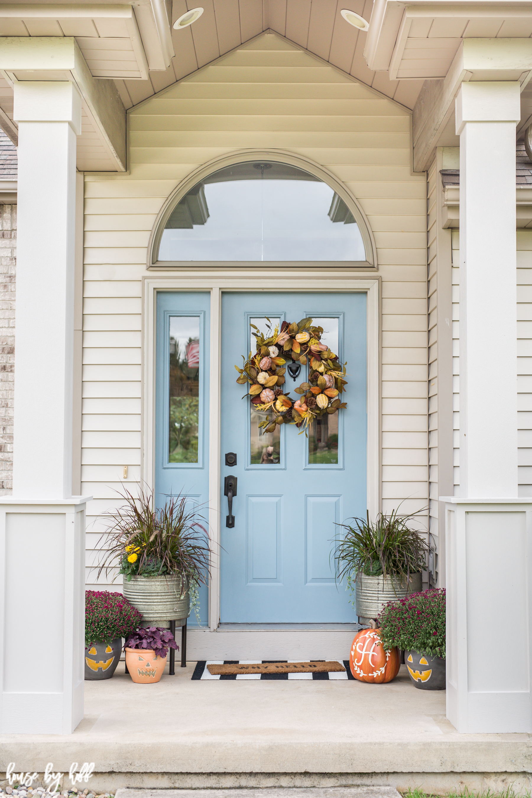 Fall Decorated Front Stoop